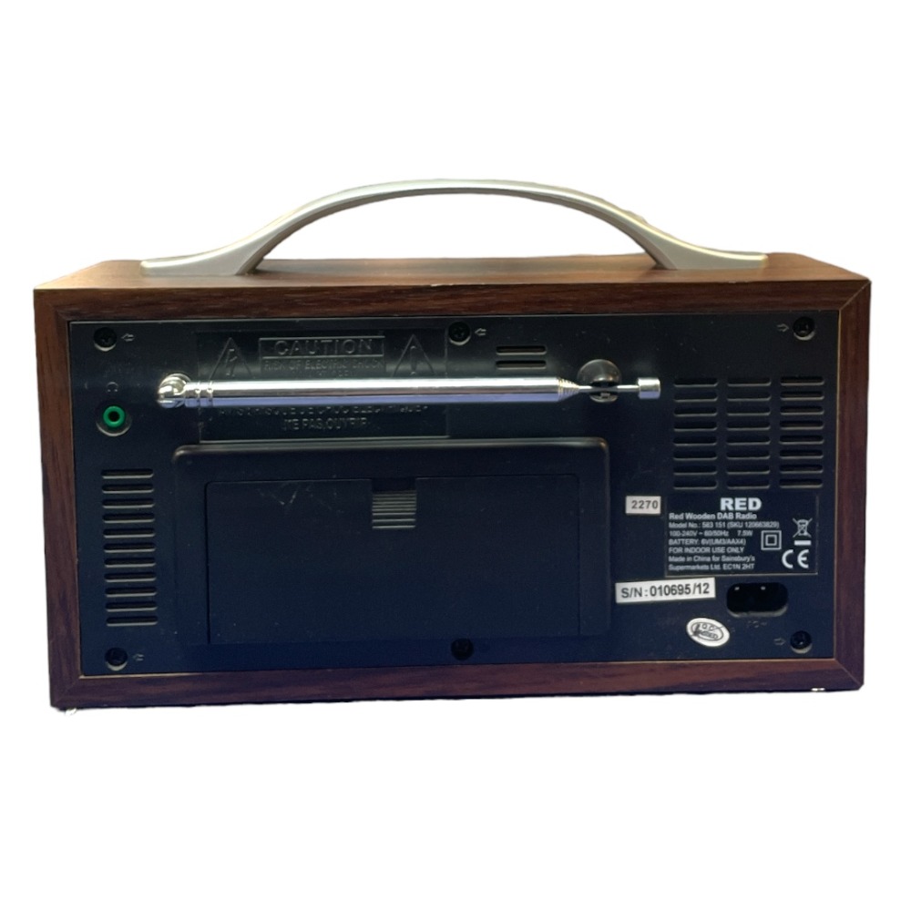 Sainsburys Red Wooden Digital DAB/FM Portable Radio - with mains lead ...